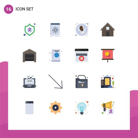 Group Of 16 Modern Flat Colors Set For Home Conversation Science Contact Us Fresh Editable Pack