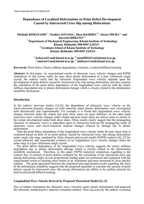 pdf dependence of localized deformation on point defect development
