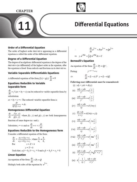 Differential Equations Short Notes Pdf Equations Calculus