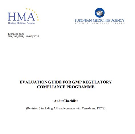 Evaluation Guide For Gmp Regulatory Compliance Programme Audit Checklist Formiventos