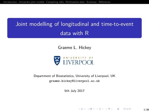 Joint Modelling Of Longitudinal And Time To Event Data With R Speaker Deck