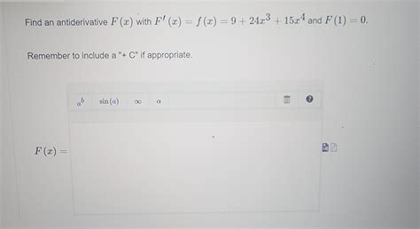 Solved Find An Antiderivative F X ﻿with