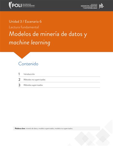 Escenario 6 Modelo De Mineria De Datos Y Machine Learning Contenido 1 2 3 Introducción Métodos