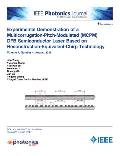 Pdf Experimental Demonstration Of A Multicorrugation Pitch Modulated Mcpm Dfb Semiconductor