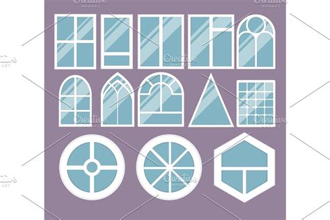 Different Types House Windows Vector House Windows Vector Rocket Art