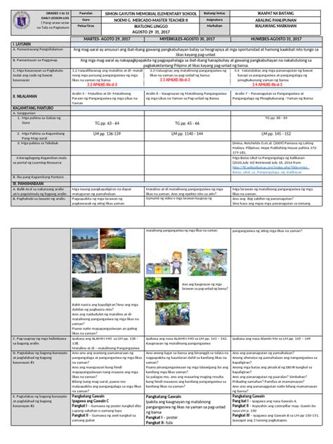 dll in ap 4 week 3 quarter 2 the k to 12 way tues thurs pdf