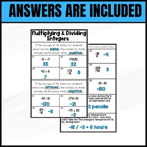 Notes Multiplying And Dividing Integers By Ms Mathlete Tpt