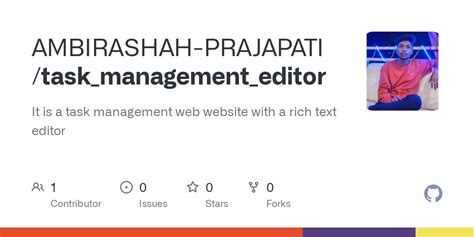 Github Ambirashah Prajapati Task Management Editor It Is A Task Management Web Website With A