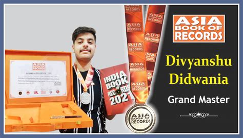 Grand Master Divyanshu Didwania Asia Book Of Records