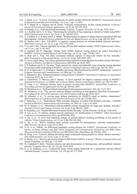 Multicast Routing Strategy For Sdn Cluster Based Manet Pdf