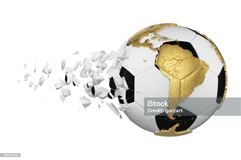 행성 지구 세계 개념 흰색 배경에 고립 부서진된 깨진된 축구 공 축구 공 금 대륙으로 3차원 형태에 대한 스톡 사진 및 기타 이미지 3차원 형태 Championship