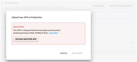 Android Added Readphonestate Permission Still Cannot Upload Apk