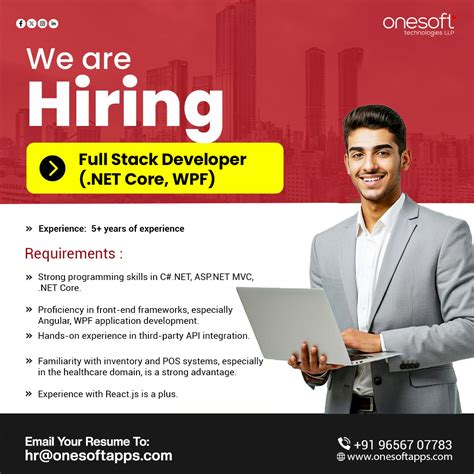 Onesoft We Are Hiring A Full Stack Developer Net Core Wpf Location Infopark Cochin