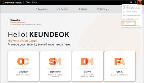 Cloud Portal How Do I Sign Out Hanwha Vision Support Portal