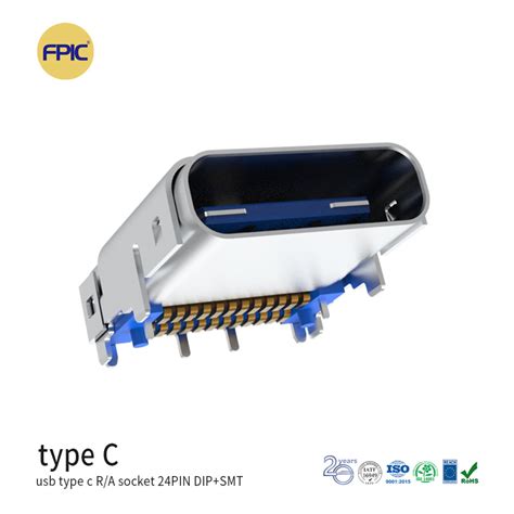 USB Type C R A Socket 24pin DIP SMT Waterproof Electrical Connections Waterproof USB C