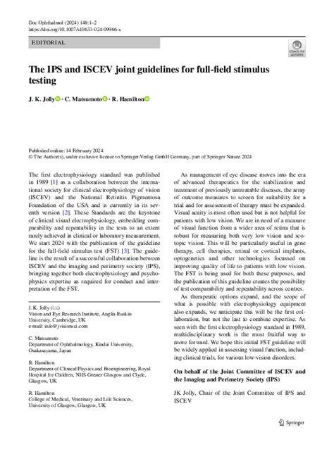 Pdf The Ips And Iscev Joint Guidelines For Full Field Stimulus Testing