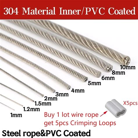투명 Pvc 코팅 유연한 스테인레스 스틸 와이어 로프 소프트 케이블 빨랫줄 직경 08mm 11mm 22mm 5mm