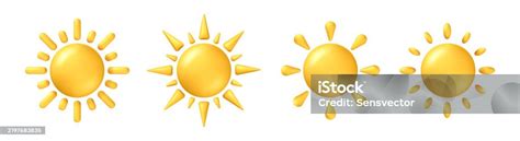 사실적인 3d 태양 아이콘 고립 된 여름 태양 물체 광선이 있는 벡터 빛나는 별 기호입니다 맑고 화창한 날과 뜨거운 온도 일기