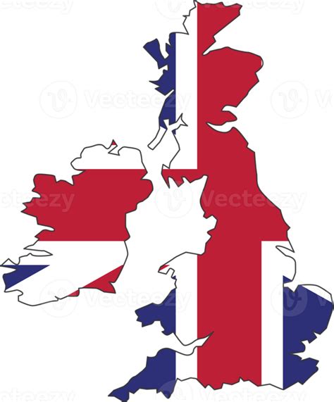 Uk Map City Color Of Country Flag 12177279 Png