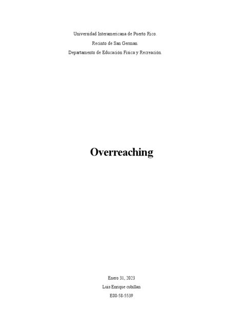 Overreaching Pdf