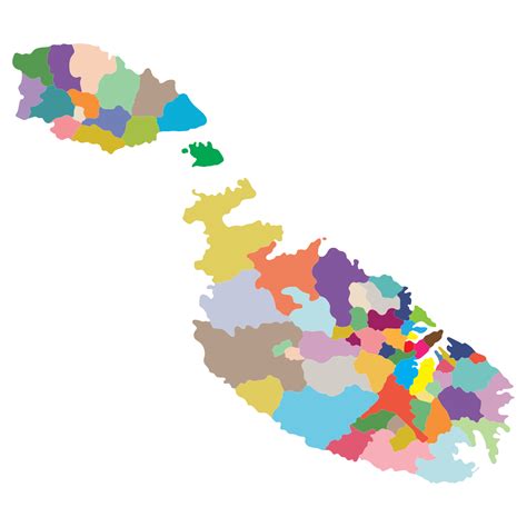Malta Map Map Of Malta In Administrative Provinces In Multicolor