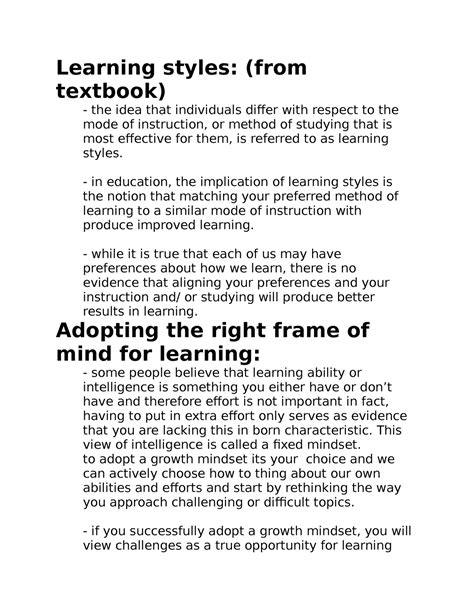 Learning Styles In Education The Implication Of Learning Styles Is The Notion That Matching