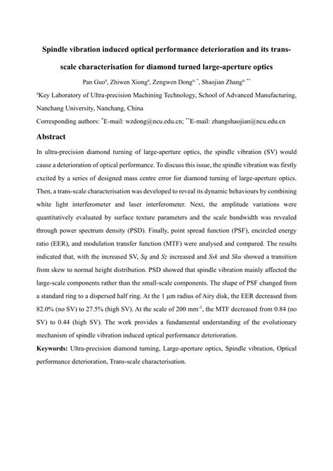 Pdf Spindle Vibration Induced Optical Performance Deterioration And Its Trans Scale