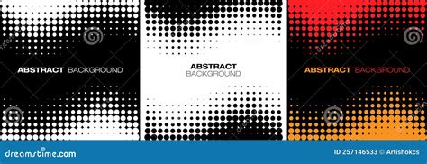 Set of Vertical Gradient Halftone Dots Backgrounds. Horizontal Waves Using Halftone Dots Pattern ...