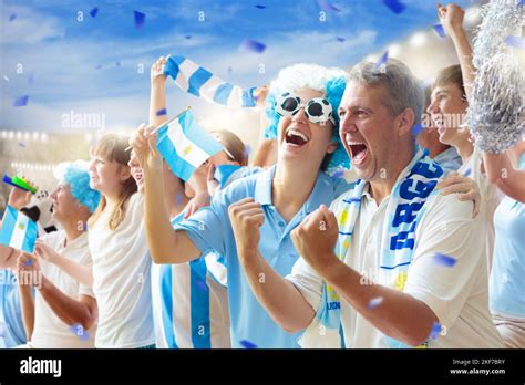 Argentina Football Supporter On Stadium Argentinian Fans On Soccer