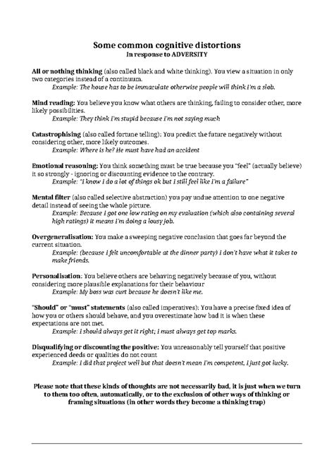 Cognitive Distortions And Disputing Techniques Module 5 Abcd