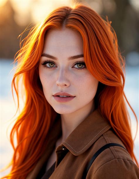 Professional Photo Portrait Of A Beautiful Woman Red Hair Seaart Ai