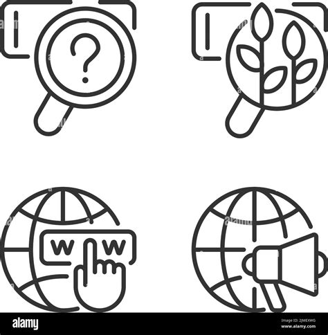 Search Engine Marketing Pixel Perfect Linear Icons Set Stock Vector