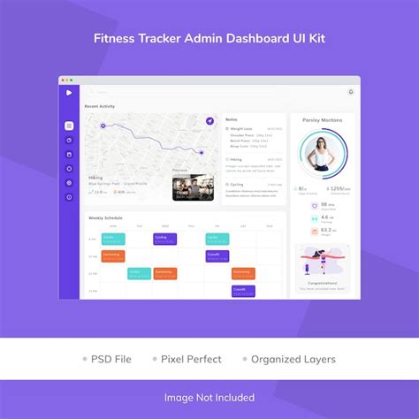 피트니스 트래커 관리자 대시보드 ui 키트 프리미엄 psd 파일