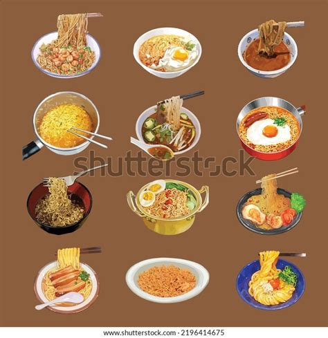 Set Asian Noodles Vector Illustration 库存矢量图（免版税）2196414675 Shutterstock