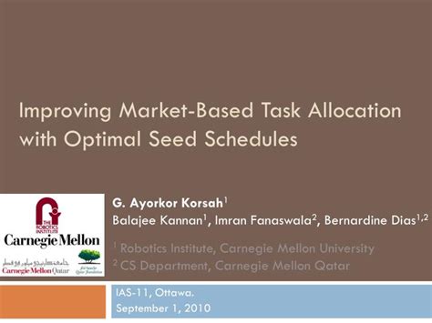 ppt improving market based task allocation with optimal seed