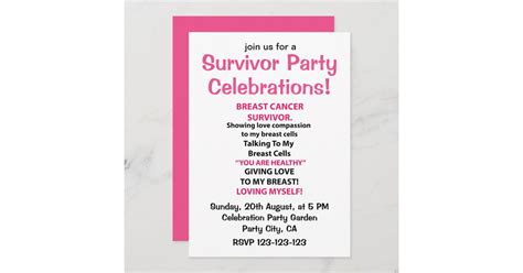 Breast Cancer Survivor Party Celebration Invitation Zazzle