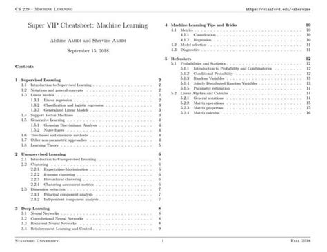 Cheatsheet Supervised Learning Pdf