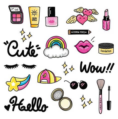 Lindo Conjunto De Vectores De Elementos Gráficos Dibujados A Mano De Moda Vector Premium