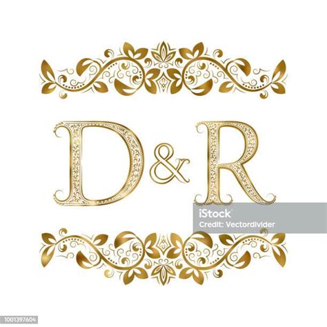 D와 R 빈티지 이니셜 기호입니다 글자 장식 요소에 의해 포위 된다 결혼식 또는 로얄 스타일에서 비즈니스 파트너 모노 그램입니다 알파벳 D에 대한 스톡 벡터 아트 및 기타