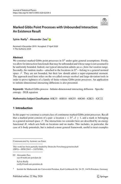 Pdf Marked Gibbs Point Processes With Unbounded Interaction An