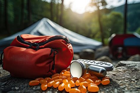 Premium Ai Image Camping In Safety Pills And Capsules In A Pillbox