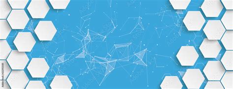 White Hexagon Structure Network Blue Centre Header Stock Vector Adobe Stock