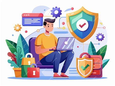 Cybersecurity And Data Protection Vector Art Of Online Security With Shield Icons On White