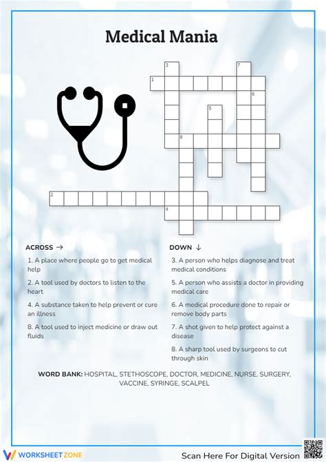 Easy Medical Crossword Puzzles Printable Printable