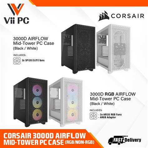 Corsair 3000d Rgb Non Rgb Airflow Mid Tower Pc Case Gaming Pc Case Computers And Tech Parts