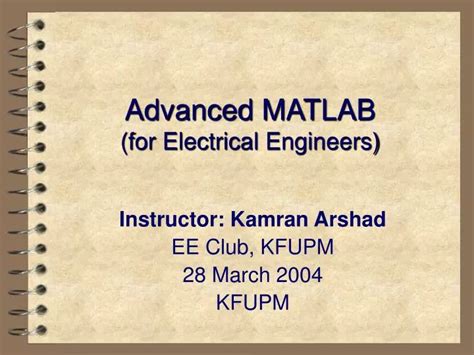 Ppt Advanced Matlab For Electrical Engineers Powerpoint Presentation Id5079627