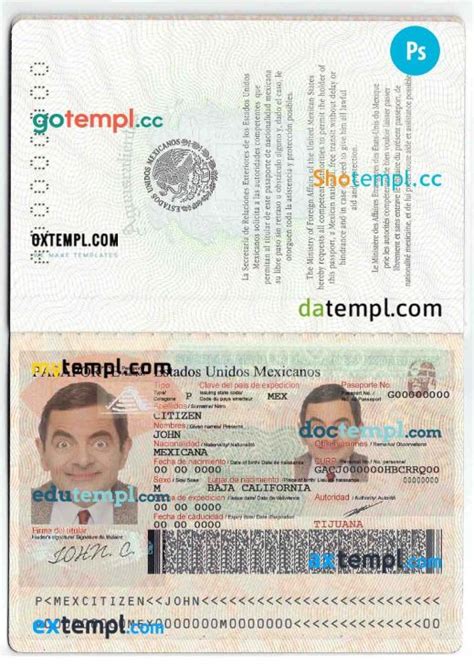 Mexico Passport Psd Files Editable Scan And Photo Realistic Look