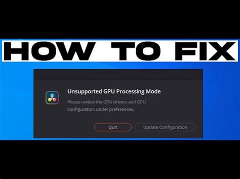 DaVinci Resolve How To Fix Unsupported GPU Processing Mode Methods YouTube