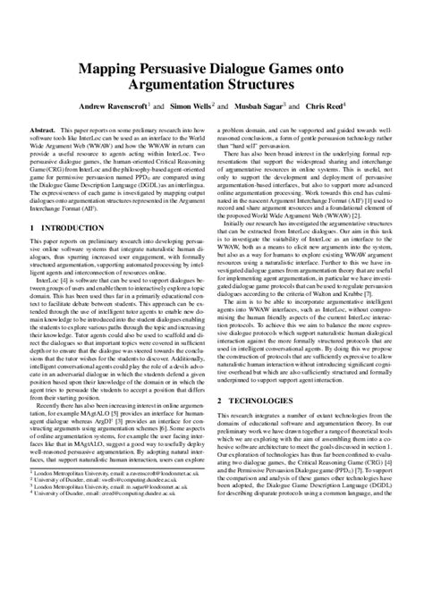 pdf mapping persuasive dialogue games onto argumentation structures