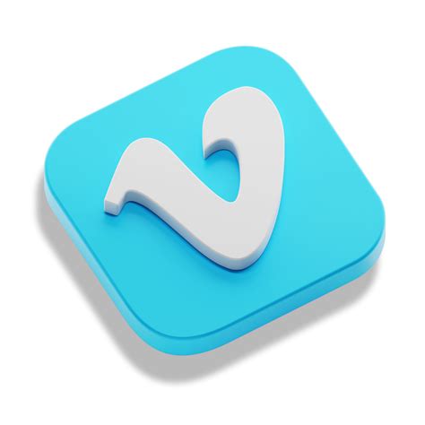 vimeo app 3d concept logo icon isometric with round corner square base